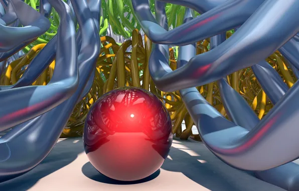 Download wallpaper Red, Ball, Tube, section rendering in resolution ...