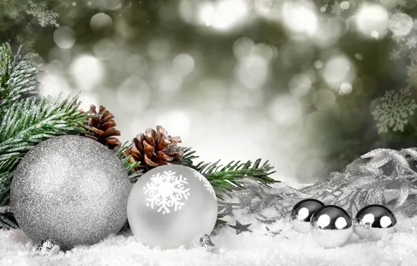 Wallpaper winter, snow, background, balls, New year, Holiday, Smileus ...