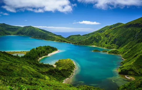 Download wallpaper the sky, nature, lake, hills, Portugal, section ...