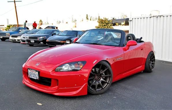 Wallpaper tuning, red, convertible, Honda, drives, red, S2000, stance ...