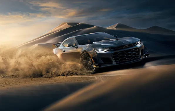 Wallpaper sand, the dunes, desert, Chevrolet, Chevrolet Camaro ZL1 ...