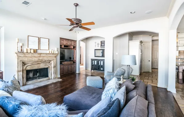 Wallpaper design, interior, living room, upholstered furniture ...