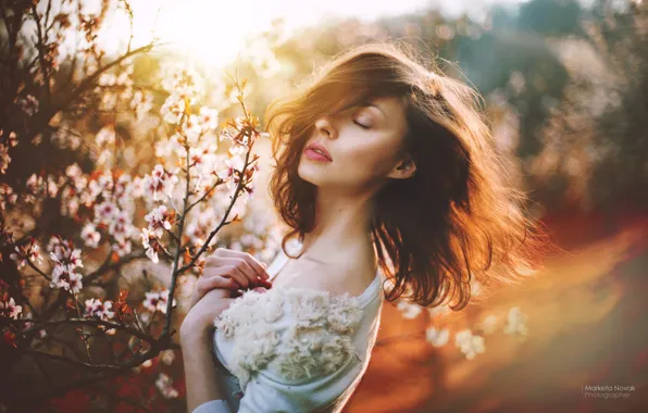 Wallpaper girl, face, photo, hair, spring, flowering, Marketa Novak ...