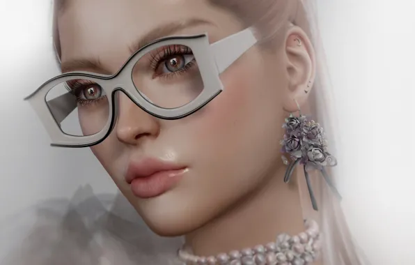 Wallpaper eyes, girl, face, rendering, glasses for mobile and desktop ...