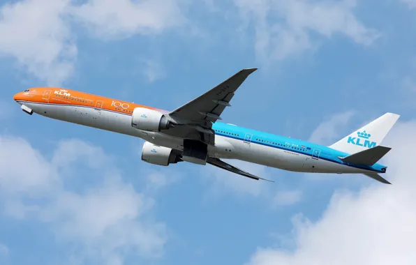 Wallpaper the plane, photo, Boeing, KLM Orange livery b777 for mobile ...