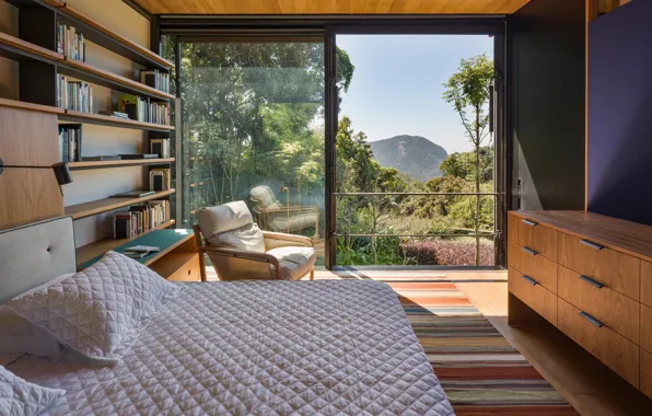 Wallpaper room, interior, bedroom, Brazil, rainforest, Rio House for ...