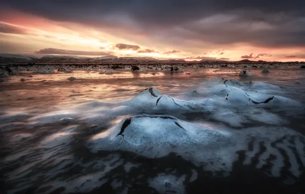 Wallpaper winter, sea, night, shore for mobile and desktop, section ...