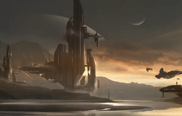Wallpaper planet, tower, Julian Calle, Shipyard 4 for mobile and ...