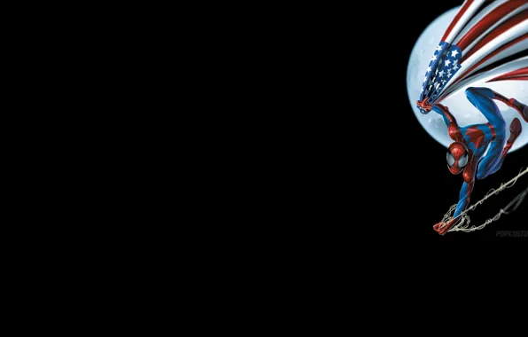 Wallpaper moon, night, american flag, spider man, web, peter parker ...