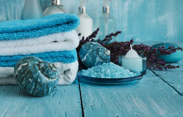 Wallpaper shell, Spa, candle, sea salt images for desktop, section ...