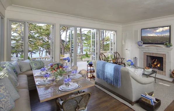 Wallpaper interior, fireplace, living room, dining room, Gorgeous Room ...