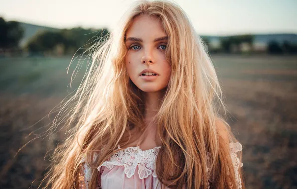 Download wallpaper field, the sun, nature, background, portrait, makeup ...