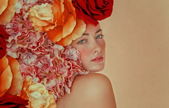 Wallpaper girl, flowers, background for mobile and desktop, section ...