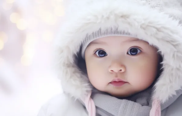 Wallpaper winter, look, snow, child, portrait, girl, baby, face for ...