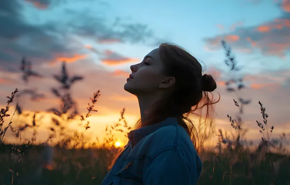 Wallpaper girl, nature, face, pose, portrait, AI art, neural network ...