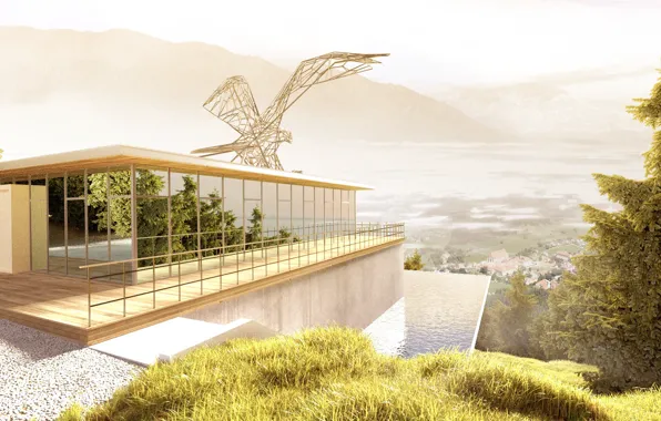 Wallpaper mountains, design, house, neuberger worlds, bergstation ...