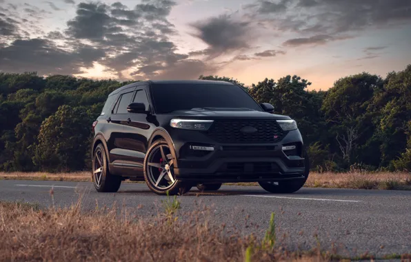 Download wallpaper Black, Evening, Road, Explorer ST, section ford in ...