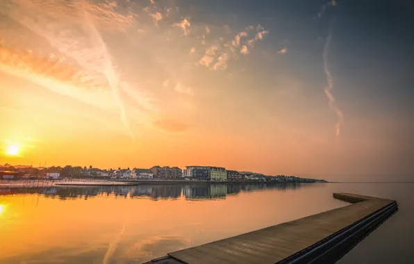 Download wallpaper Light, Water, Sunrise, Shadows, Pier, West Kirby ...