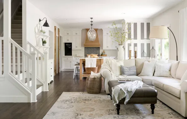 Wallpaper design, interior, kitchen, living room, Modern French Country ...