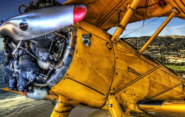Download wallpaper the sky, the plane, landscape, wing, hdr, propeller ...