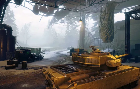 Download wallpaper Hangar, Tank, Game, World of tanks, World of Tanks ...