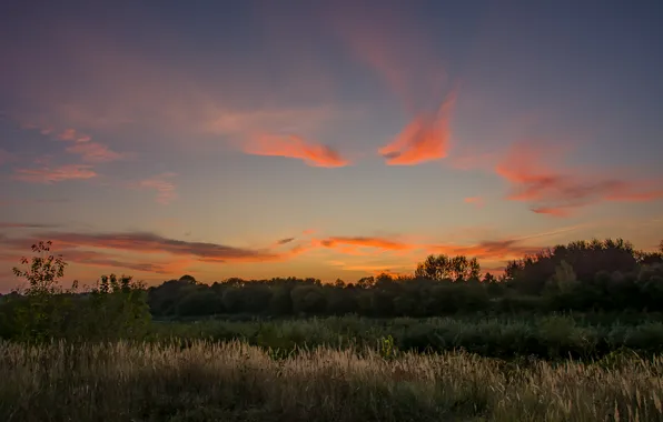 Wallpaper autumn, the sky, clouds, landscape, sunset for mobile and desktop, section пейзажи ...