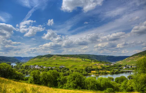 Wallpaper the sky, clouds, nature, river, photo, Germany, Brem for ...