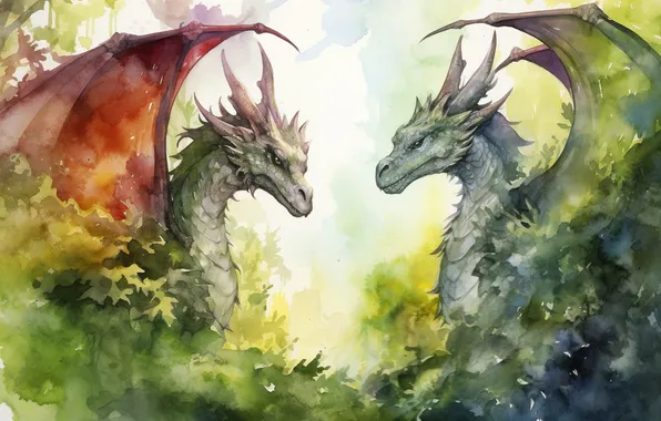 Wallpaper look, pose, dragon, dragons, fantasy, muzzle, AI art, neural ...