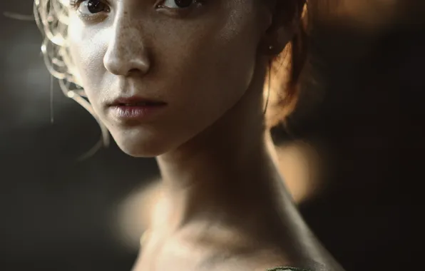 Download wallpaper freckles, brown-eyed, Ilya Round, section girls in ...