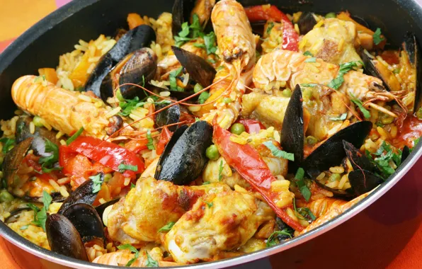 Wallpaper figure, shrimp, seafood, shellfish, risotto for mobile and ...