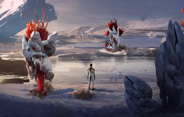 Wallpaper ice, snow, people, games, character, Subnautica Below Zero ...