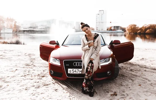 Wallpaper machine, auto, girl, pose, smile, Audi, Belavin, Alexander ...