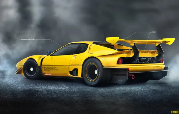 Wallpaper Figure, Yellow, Machine, Ferrari, Art, Art, 365, Rendering ...