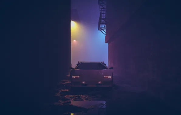 Wallpaper Lamborghini, Machine, Graphics, Neon, Countach, Lamborghini ...