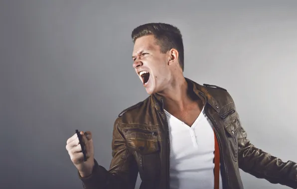 Wallpaper anger, rage, guy, Creek, knuckles, leather jacket, white t ...