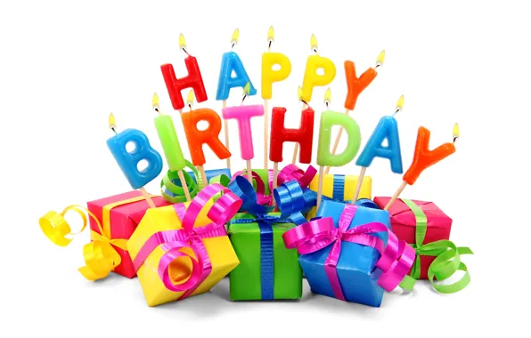Wallpaper letters, gift, candles, Happy Birthday, Birthday for mobile ...
