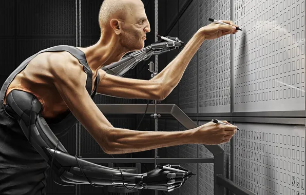 Download wallpaper cyborg, marker, tick, section fantasy in resolution ...