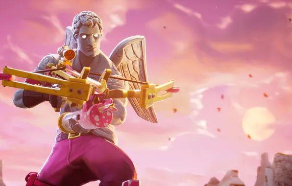 Wallpaper weapons, pink background, character, Fortnite for mobile and ...