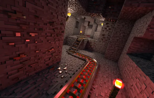 Wallpaper rails, Game, the tunnel, art, minecraft, rails images for ...