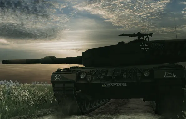 Download wallpaper Flowers, Clouds, Germany, Tank, Game, Leopard 2A4, War Thunder, Gaijin ...