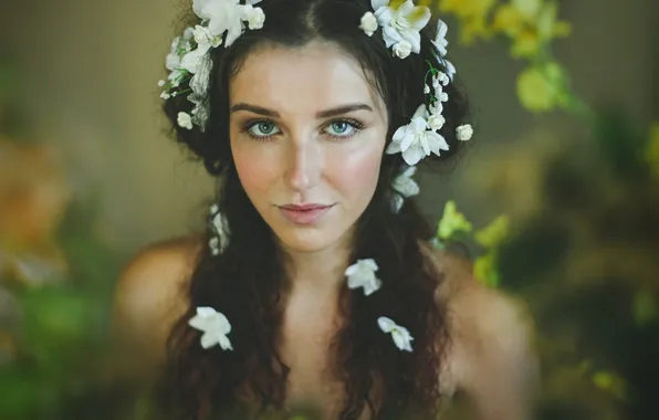 Wallpaper Look Girl Flowers Hair For Mobile And Desktop Section