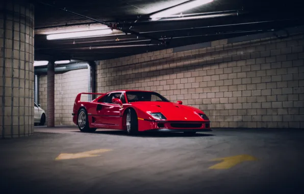 Wallpaper Red, F40, Parking for mobile and desktop, section ferrari ...