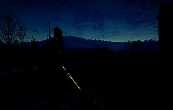 Download wallpaper Night, Sword, Runes, The witcher 3 wild hunt ...