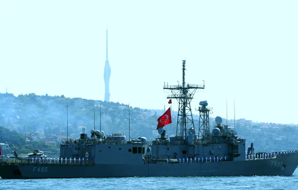 Wallpaper frigate, Turkish Navy, TCG Gediz, F 495 for mobile and ...