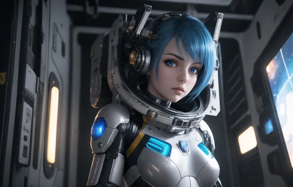 Wallpaper girl, the suit, kosmonaft for mobile and desktop, section ии ...