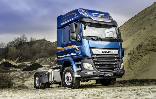 Download wallpaper sand, blue, truck, DAF, tractor, DAF, DAF CF, CF ...