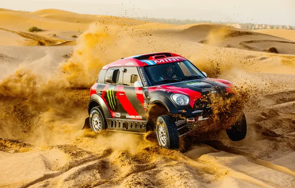Download wallpaper sand, sport, desert, SUV, mini, race, dakar, hq ...