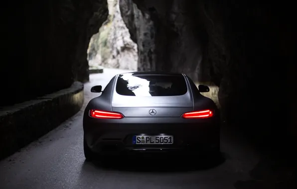Wallpaper lights, darkness, lights, Mercedes, rear view, AMG, GT-S ...