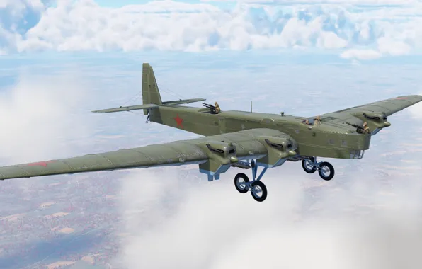 Wallpaper USSR, Heavy bomber, OKB A. N. Tupolev, TB-3M-17-32 for mobile ...