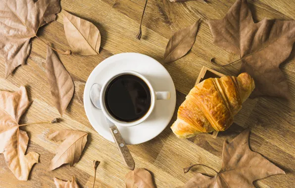 Wallpaper autumn, leaves, background, tree, coffee, colorful, Cup, wood ...